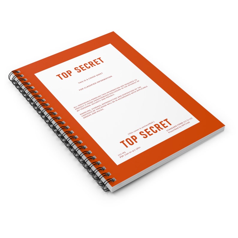Top Secret Cover Notebook - Spiral Bound Privacy Book - Etsy