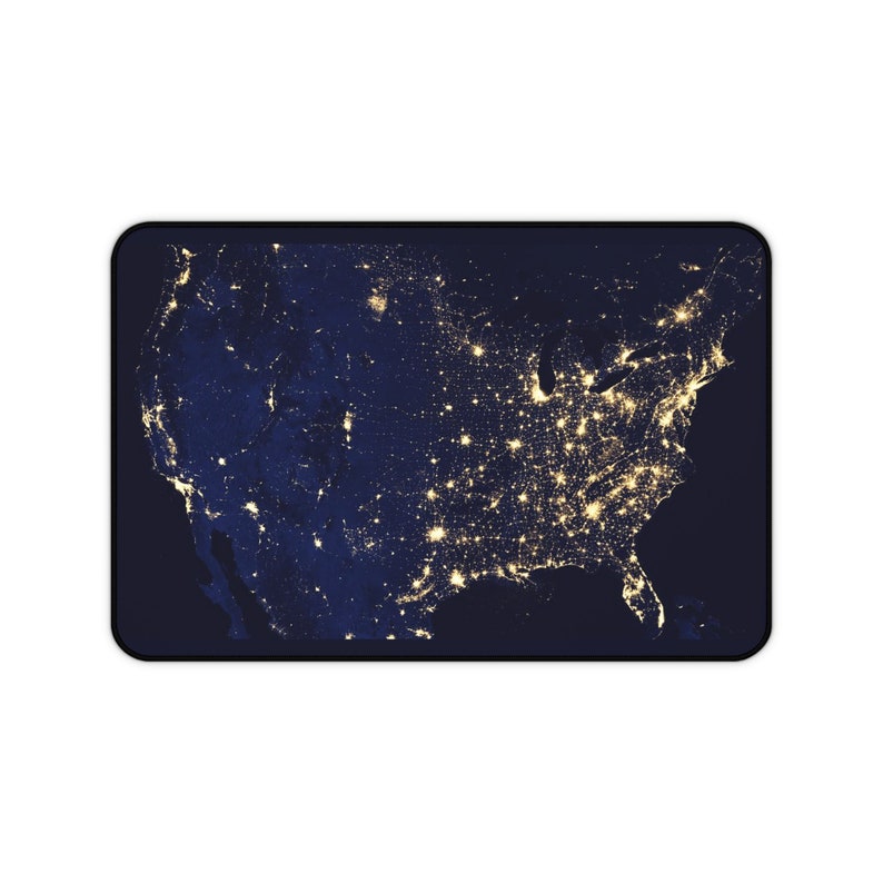 Map of Lights Desk Mat, USA Lights at Night, NASA Earth Observatory ...