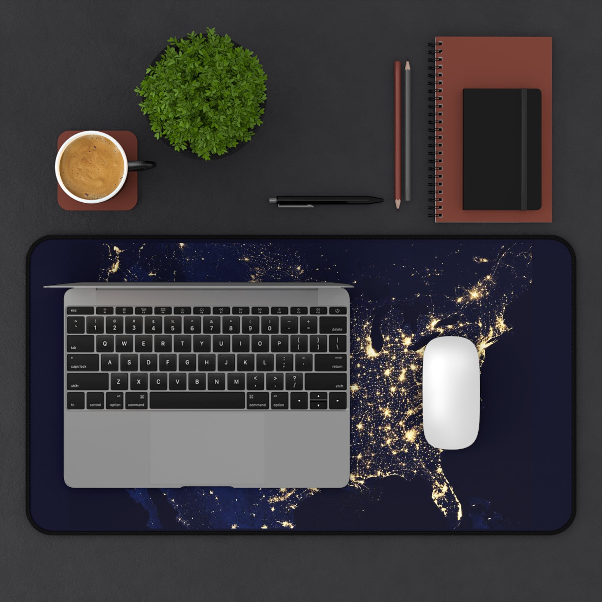 Map of Lights Desk Mat, USA Lights at Night, NASA Earth Observatory ...