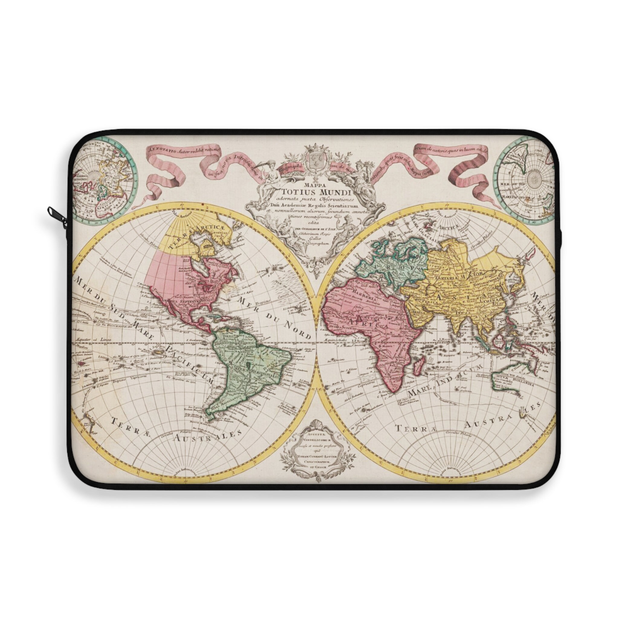 Old World Map Laptop Sleeve 1775 Map of the World Laptop MacBook iPad ...