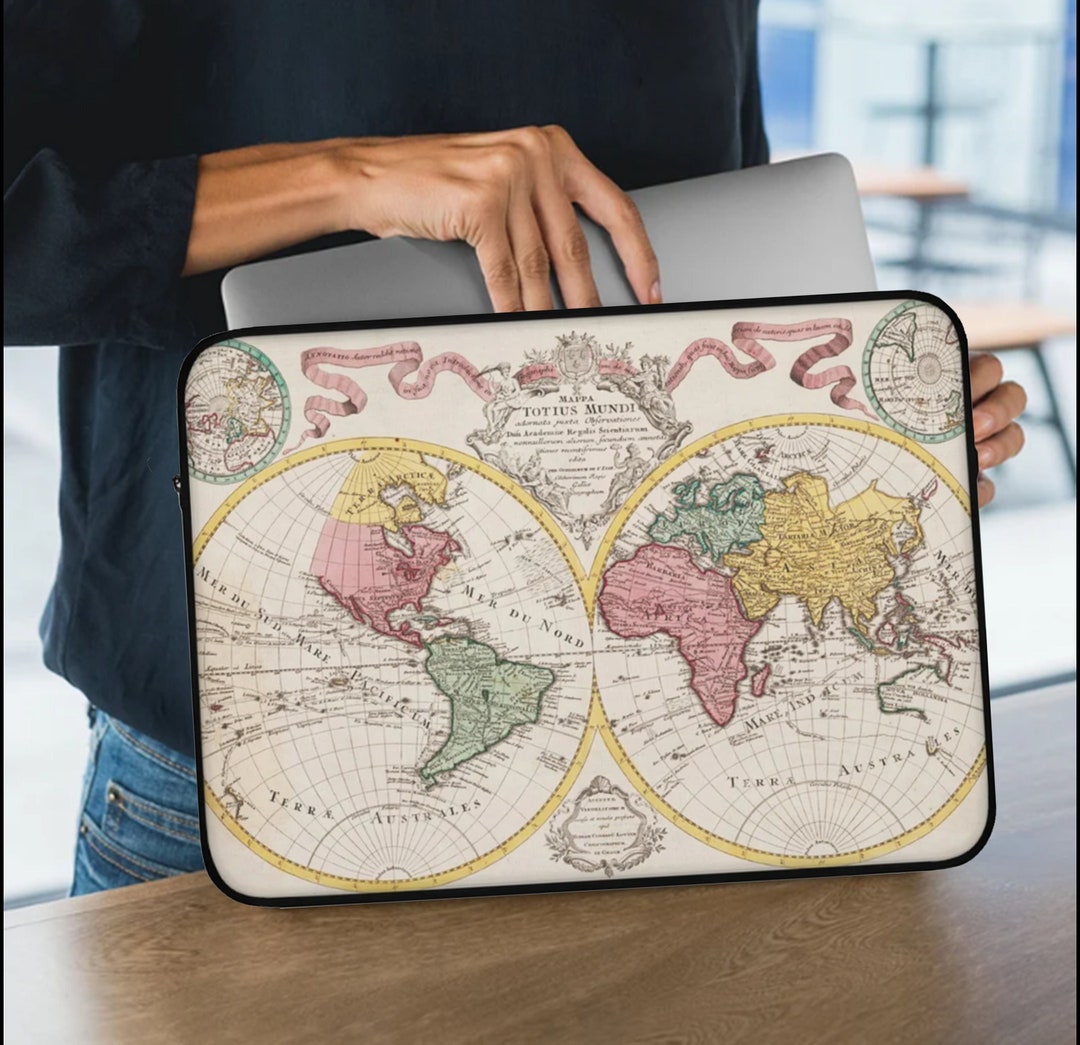 Old World Map Laptop Sleeve 1775 Map of the World Laptop MacBook iPad ...