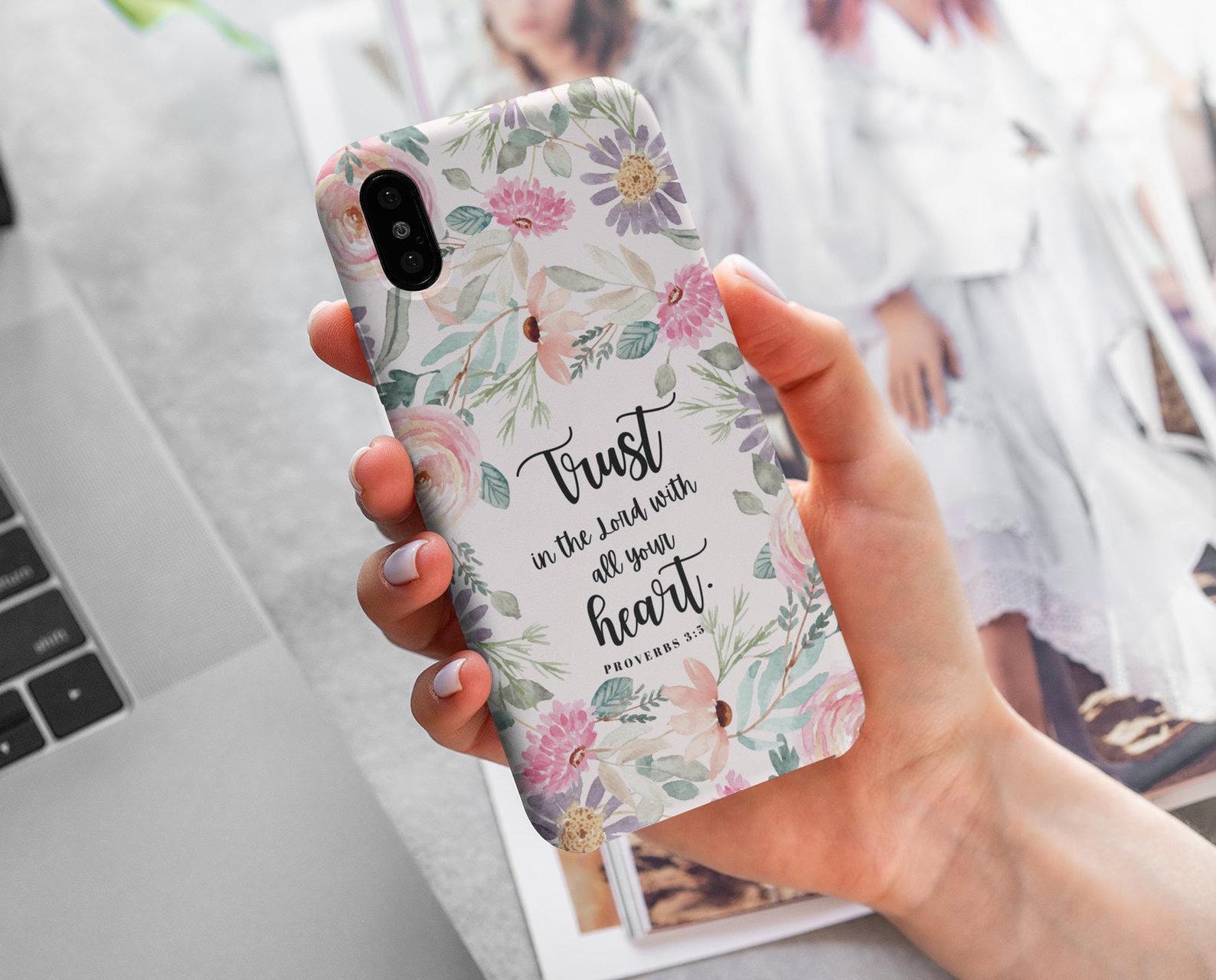 Christian Phone Case, Bible Verse Flowers Phone Case, Floral Phone Case ...