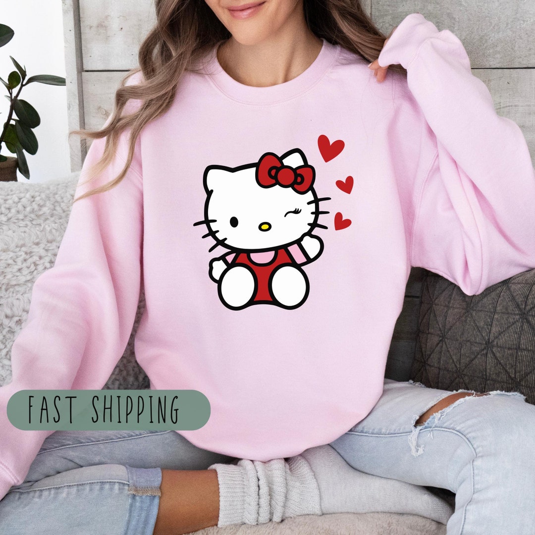 Hello Kitty Sweatshirt Hello Kitty Sweater Shirt Cat Sweatshirt Graphic ...