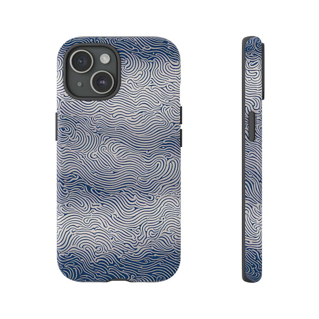 Blue and White Swirls Phone Case Abstract Pattern Cover for iPhone and ...