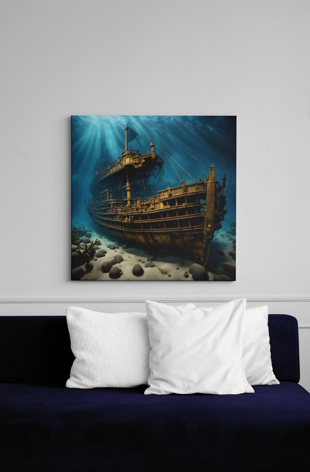 Modern Maritime Masterpiece: Sunken Ship Art Print Nautical Decor ...