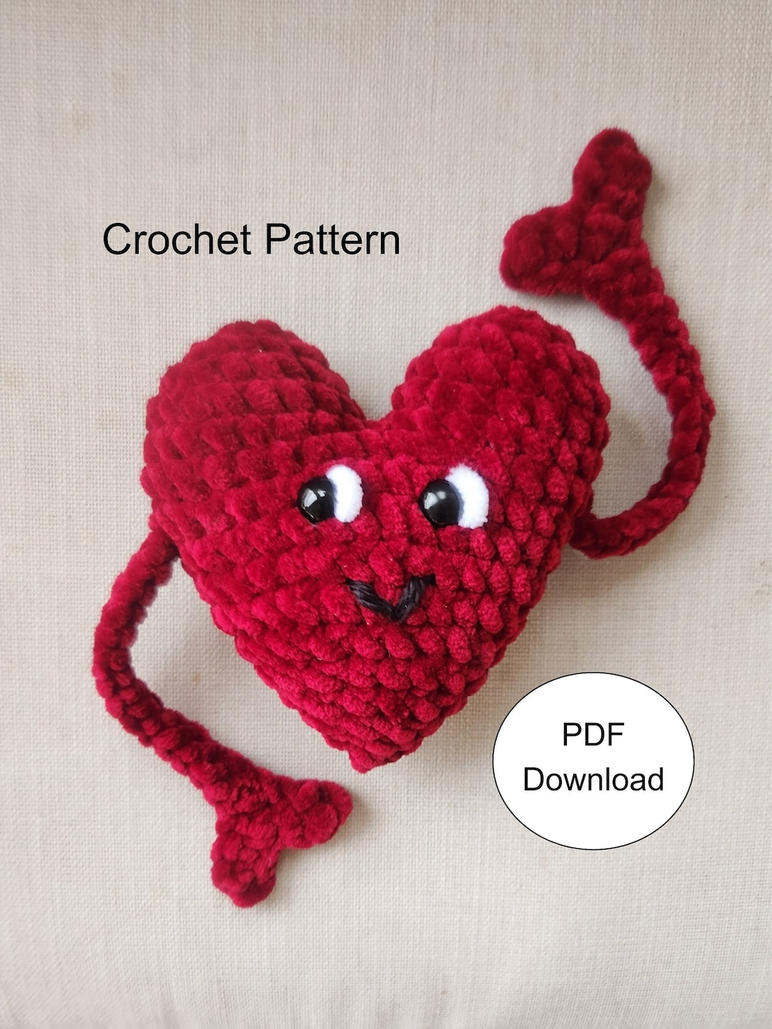 Crochet PATTERN Huggy Heart | No-sew | PDF Instant Download - Etsy