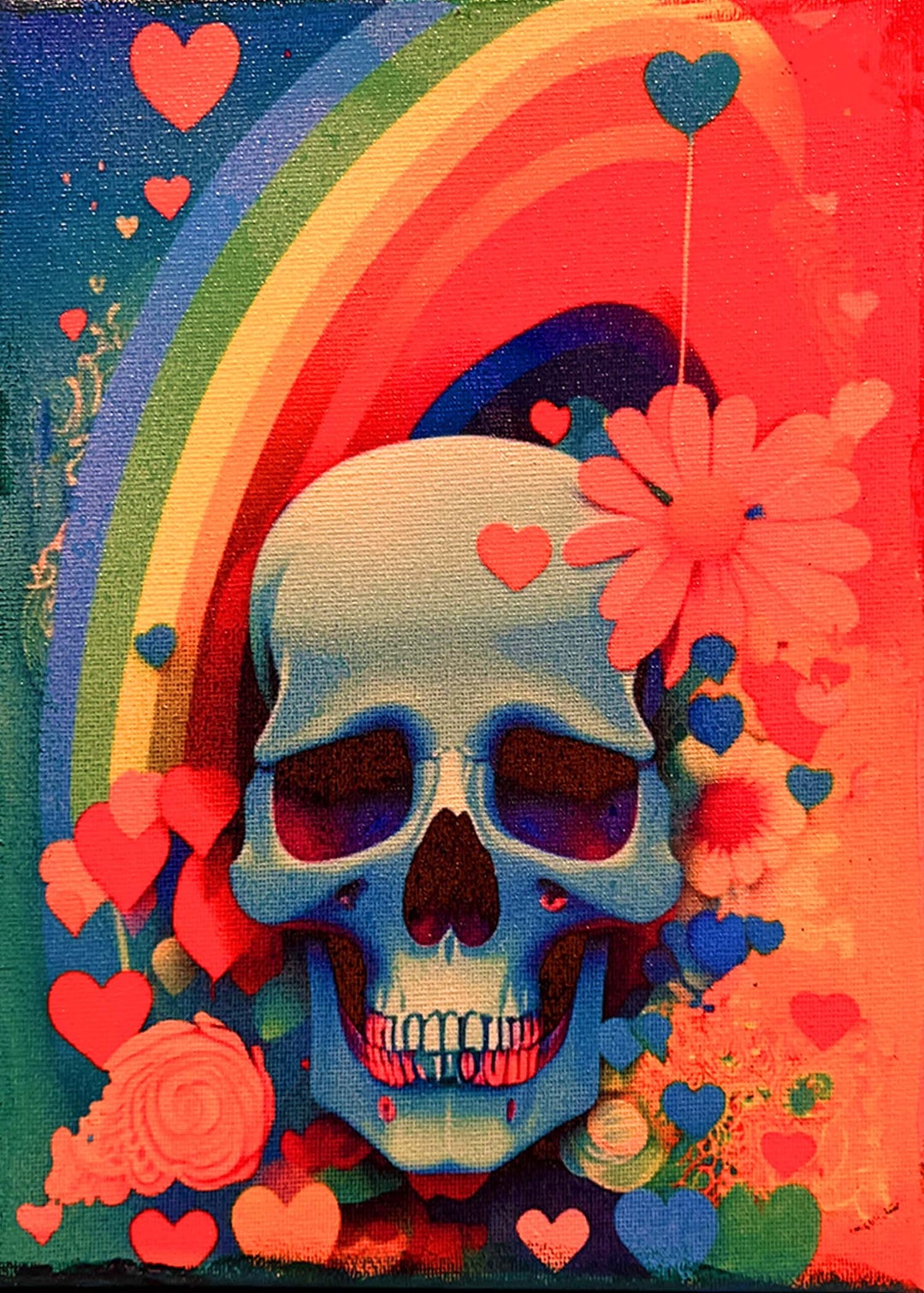 Rainbow Skull Canvas Art - Etsy
