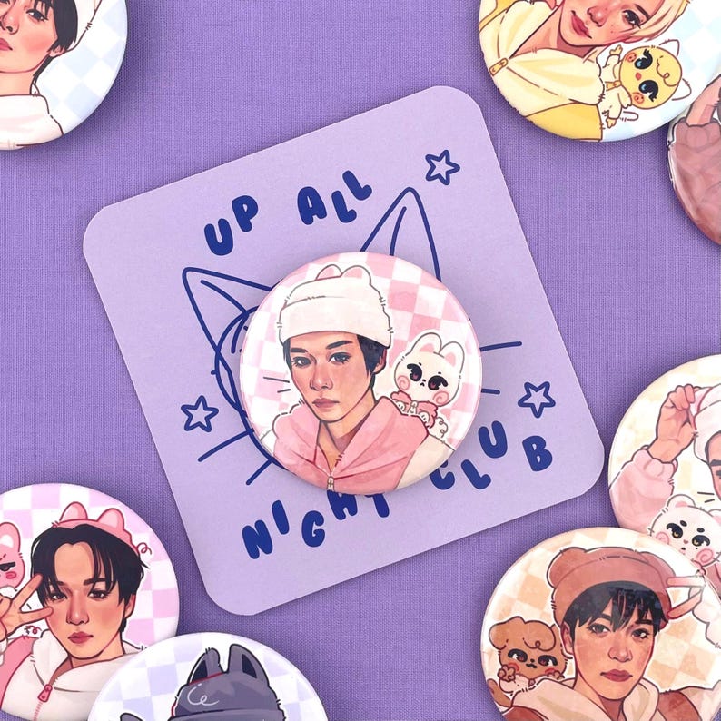 SKZ & SKZOO Pin. 2.25 Inch Stray Kids Bias Button. Gloss, Matte, Heart ...