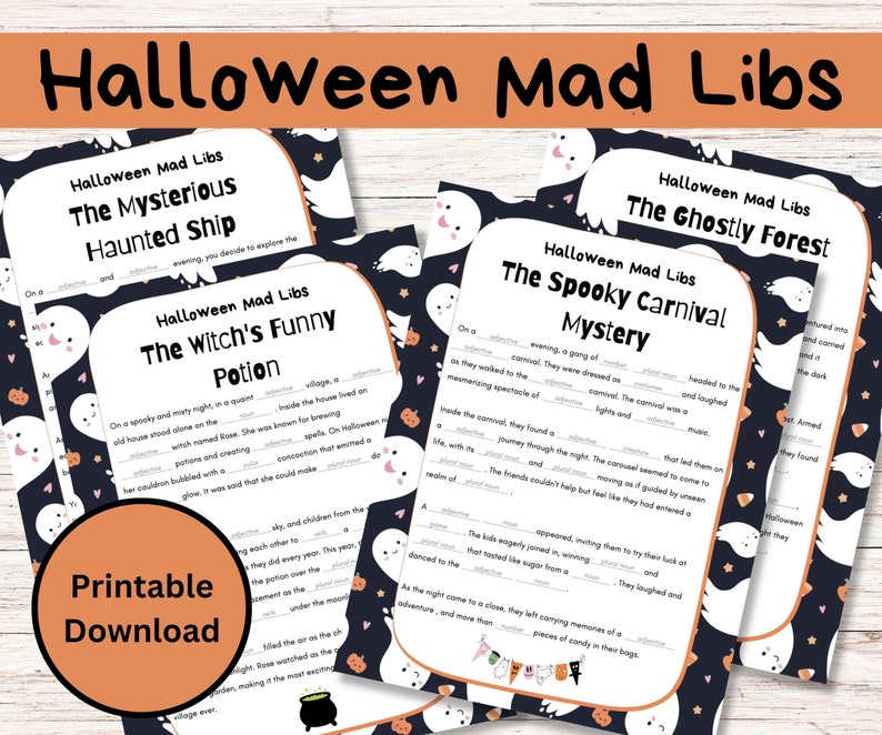 Halloween Mad Libs | Halloween Activity Printable | Halloween Instant ...
