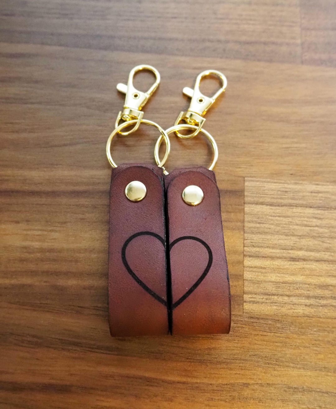 Leather Paired Heart Keychains - Etsy
