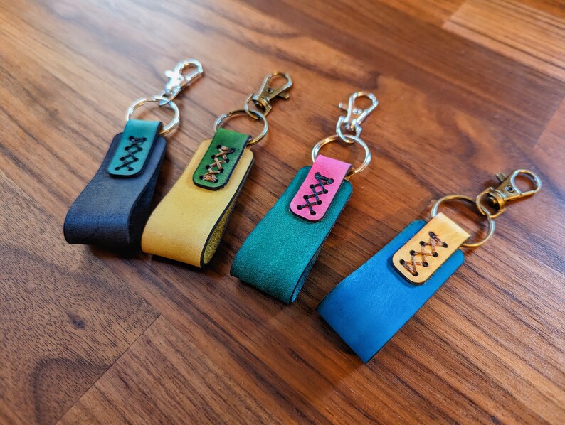 Leather Loop Accent Keychain - Etsy