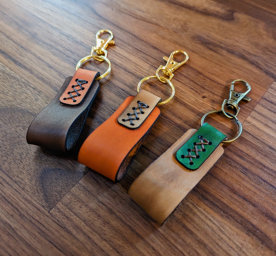 Leather Loop Accent Keychain - Etsy