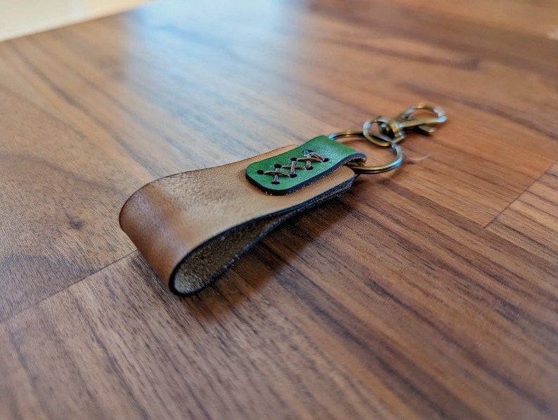 Leather Loop Accent Keychain - Etsy