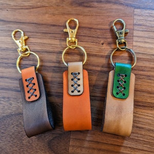 Leather Loop Accent Keychain - Etsy