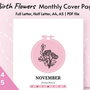 Floral Printable Monthly Cover Pages Birth Flower Design Calendar 2024 ...