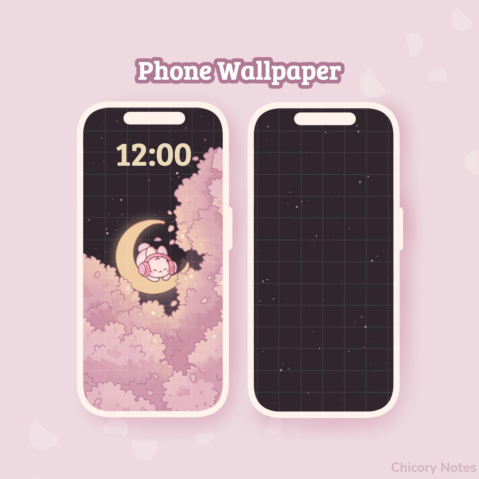 Sakura Moon Bun Digital Wallpaper Set | Cute, Cherry Blossom Wallpaper ...
