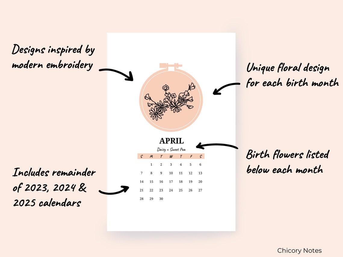 Weekly, Daily Printable Planner Bundle Birth Flower Cover Pages Hand ...