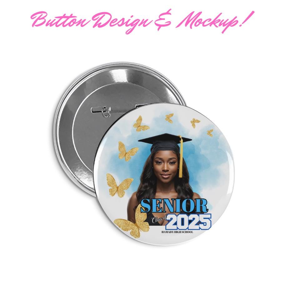Graduation Button Design & Mockup - Etsy