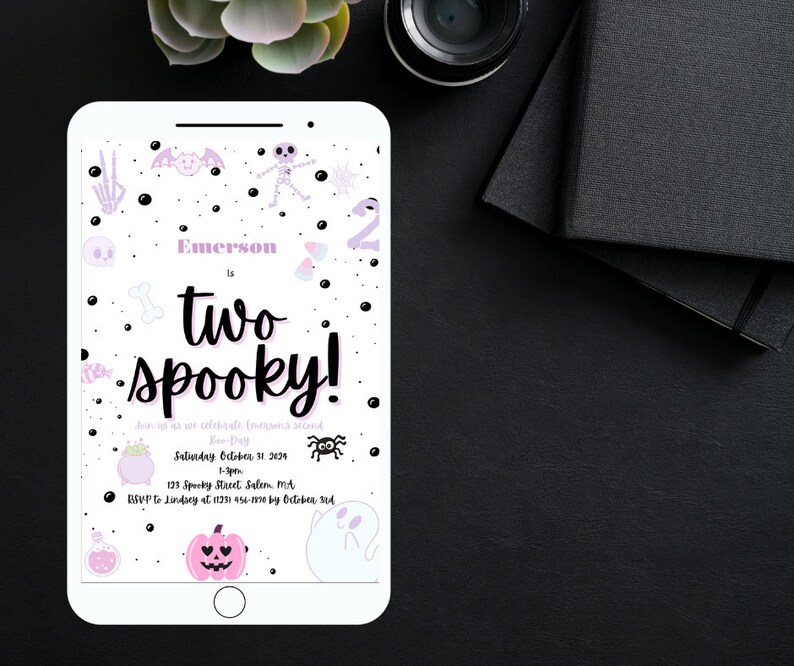 EDITABLE Two Spooky Birthday Invitation Second Birthday - Etsy