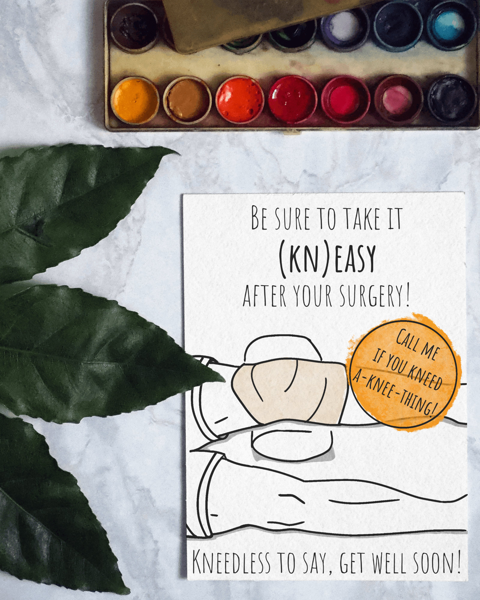 Printable Knee Surgery Pun Card, Funny Get Well Soon After Surgery Card ...