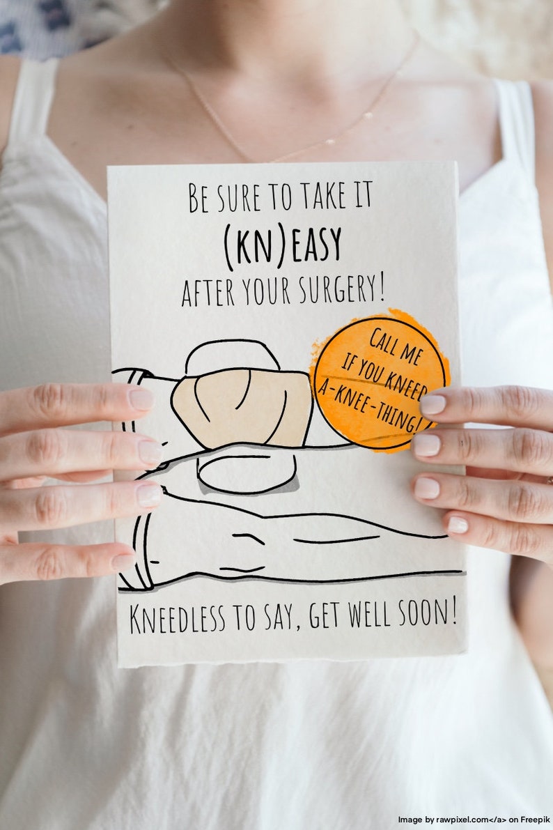 Printable Knee Surgery Pun Card, Funny Get Well Soon After Surgery Card ...