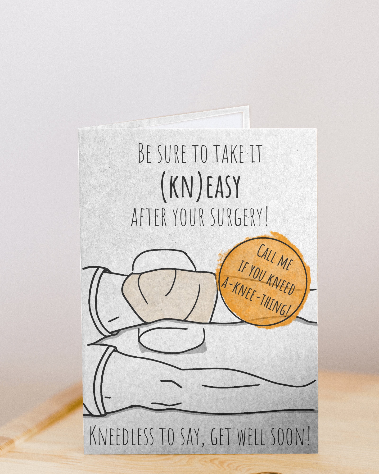 Printable Knee Surgery Pun Card, Funny Get Well Soon After Surgery Card ...