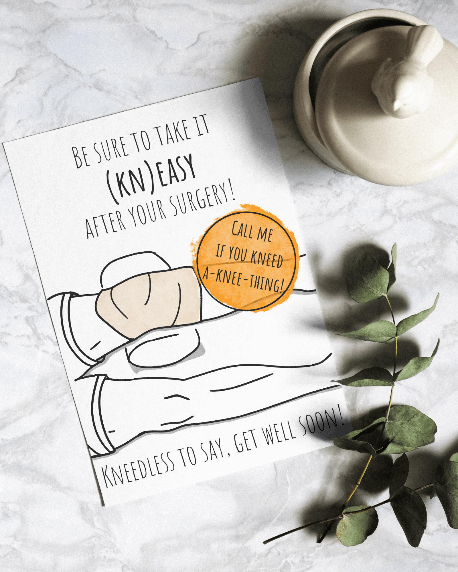 Printable Knee Surgery Pun Card, Funny Get Well Soon After Surgery Card ...