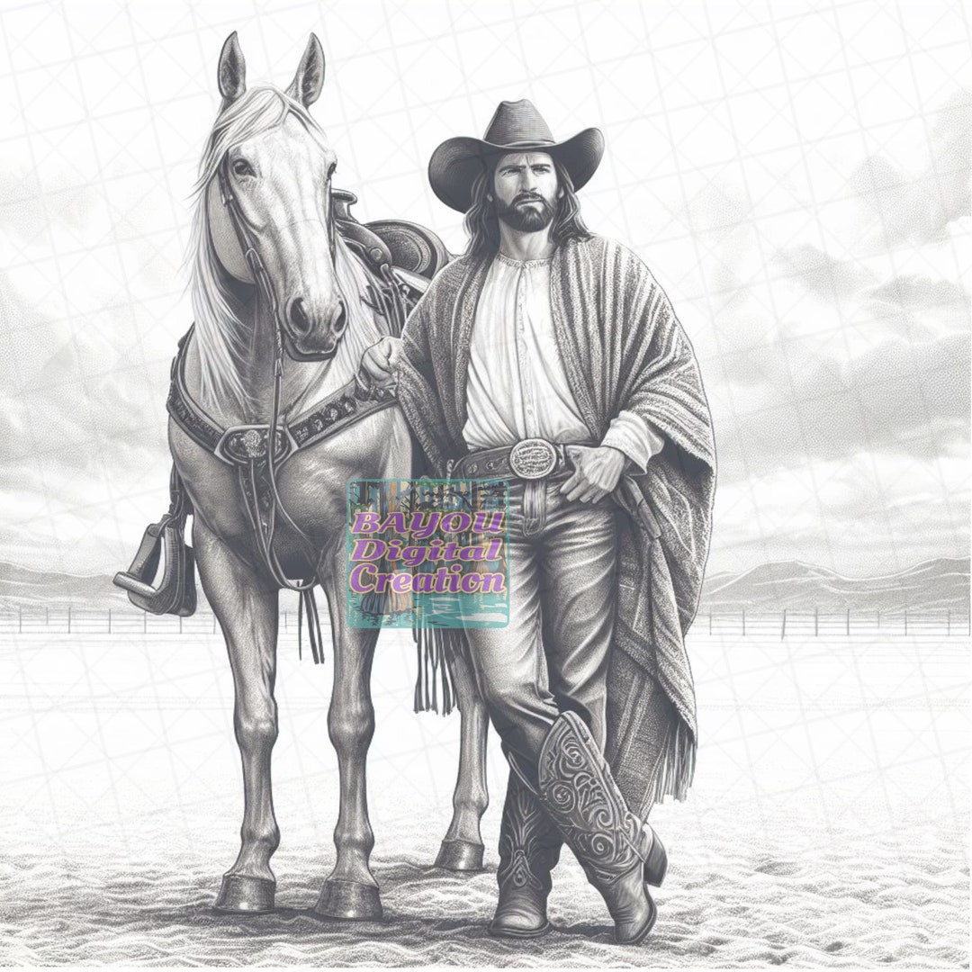 COWBOY JESUS DESIGN, Cowboy Jesus Wall Art, Jesus Sublimation, Jesus ...