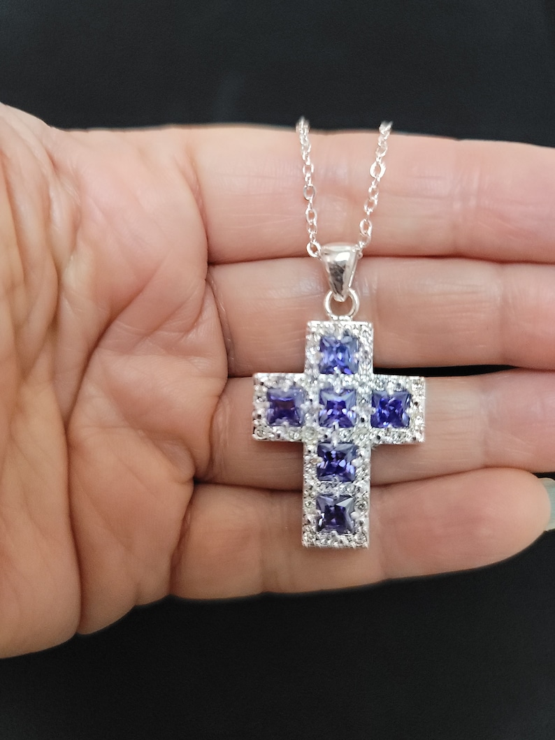 Silver Multi Color Cubic Zirconia Cross Pendant, Cubic Zirconia Cross ...