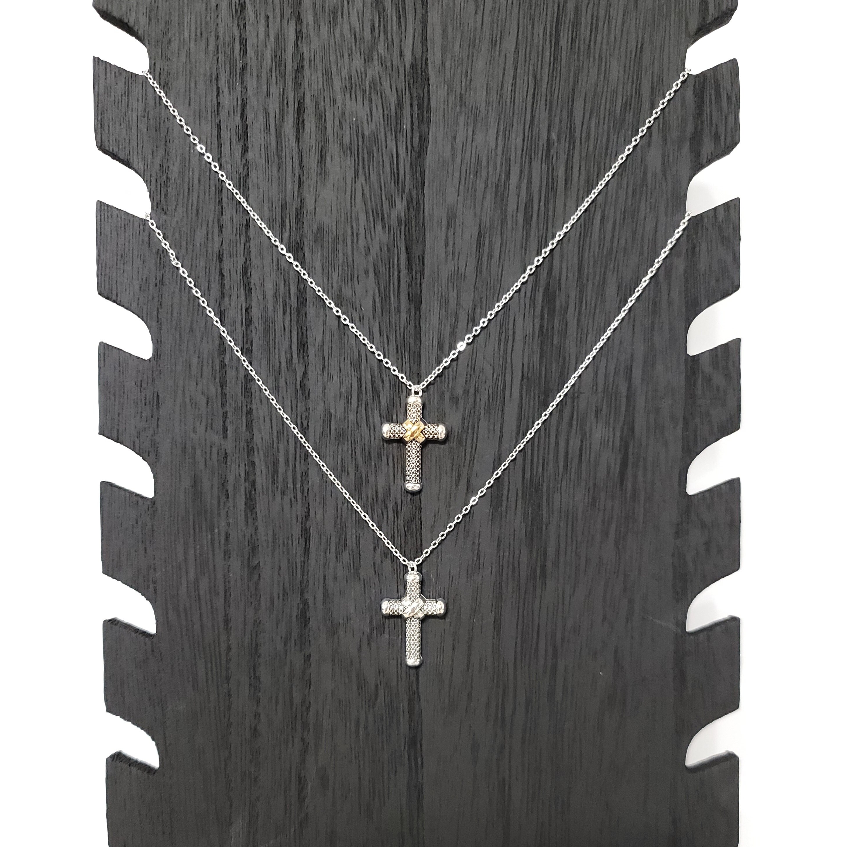 Silver Cross Necklace, Cross Pendant Necklace, Two Tone Cross, X Cross ...