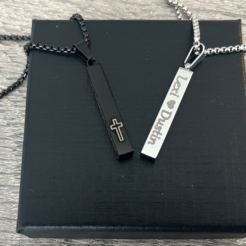 Mens 4 Sided Bar Necklace - Etsy UK