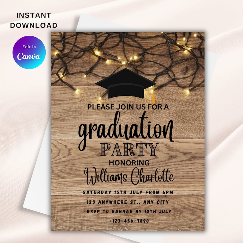 Editable Graduation Celebration Invitation Template, Grad Party Invites ...