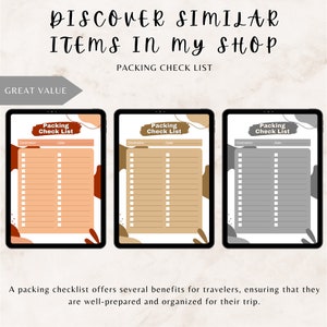 Aesthetic Packing Check List Planner, Travel Organizer, Cute To-do List ...