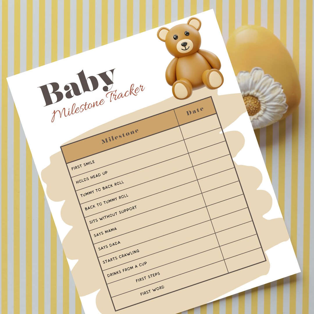 Baby Milestone Tracker A4 Planner, Teddy Themed Baby Planner, Pastel ...
