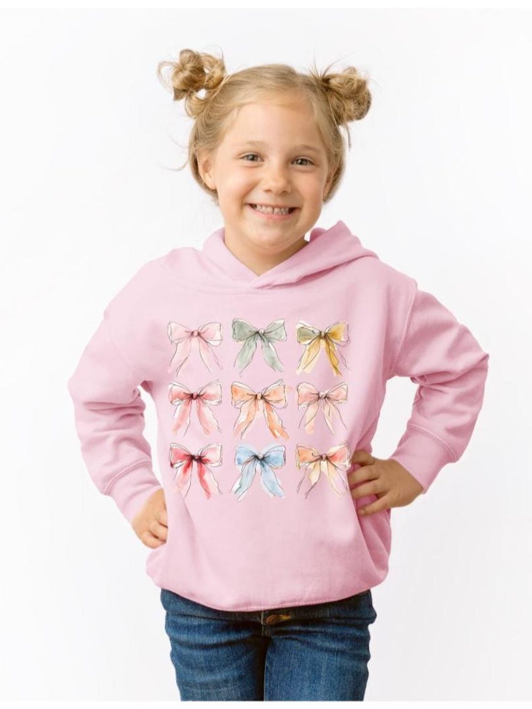 Girl's Watercolor Bows Hoodie, Colorful Kids Sweatshirt - Etsy