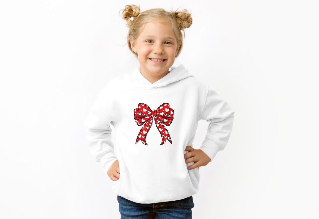 Girl Hoodie Red Bow Youth Girly Bow Red White Youth Kids, Girls Red Bow ...