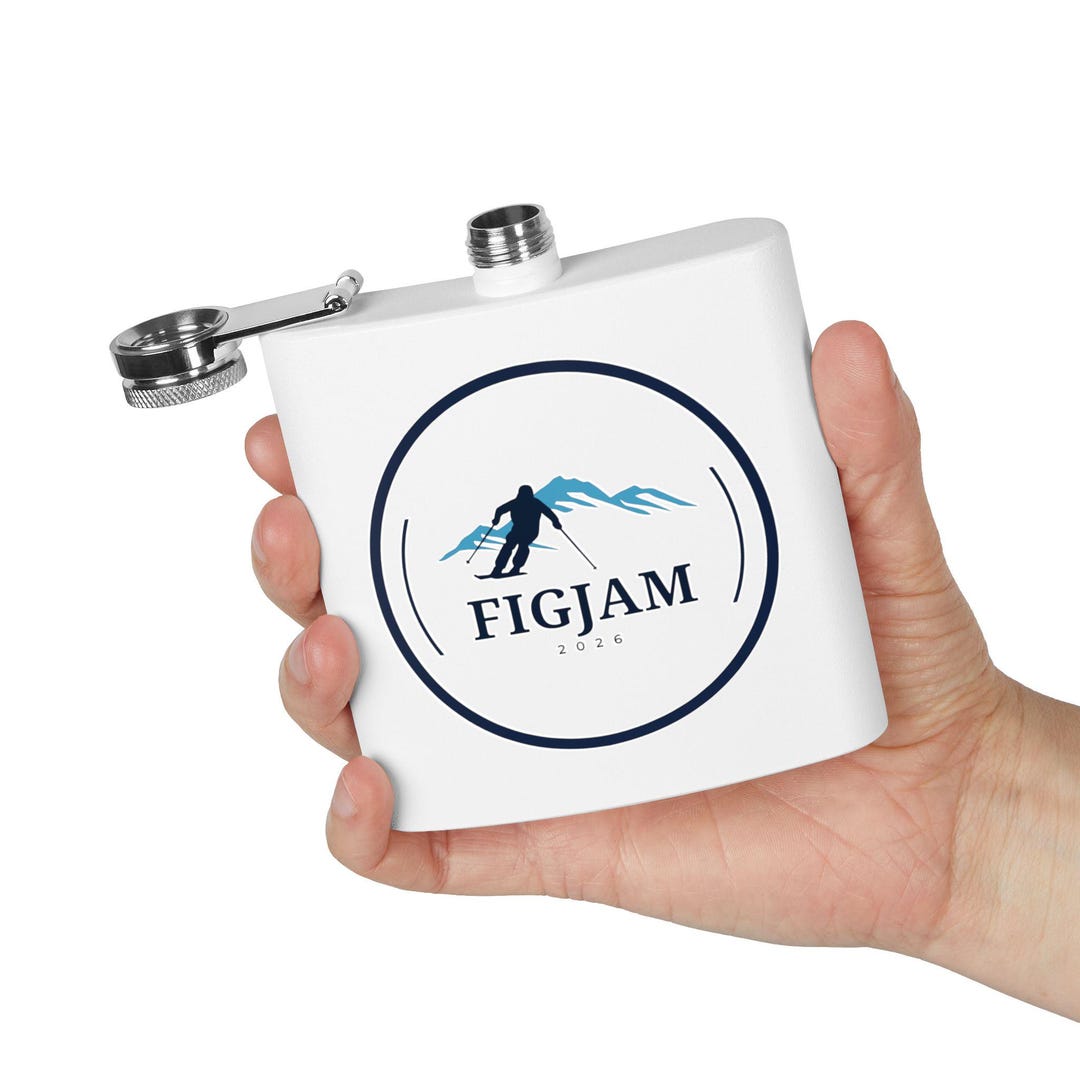 TB - FIGJAM Skiing Logo Flask 6oz | Mountain Skier Stainless Steel Hip ...