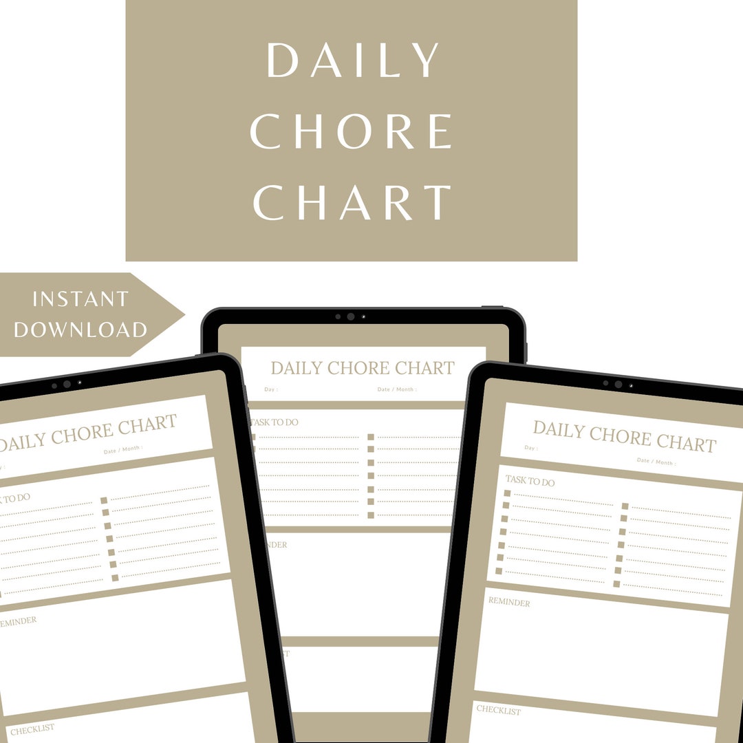 Modern Printable Chore Chart, Minimalist Kids Task Planner ...