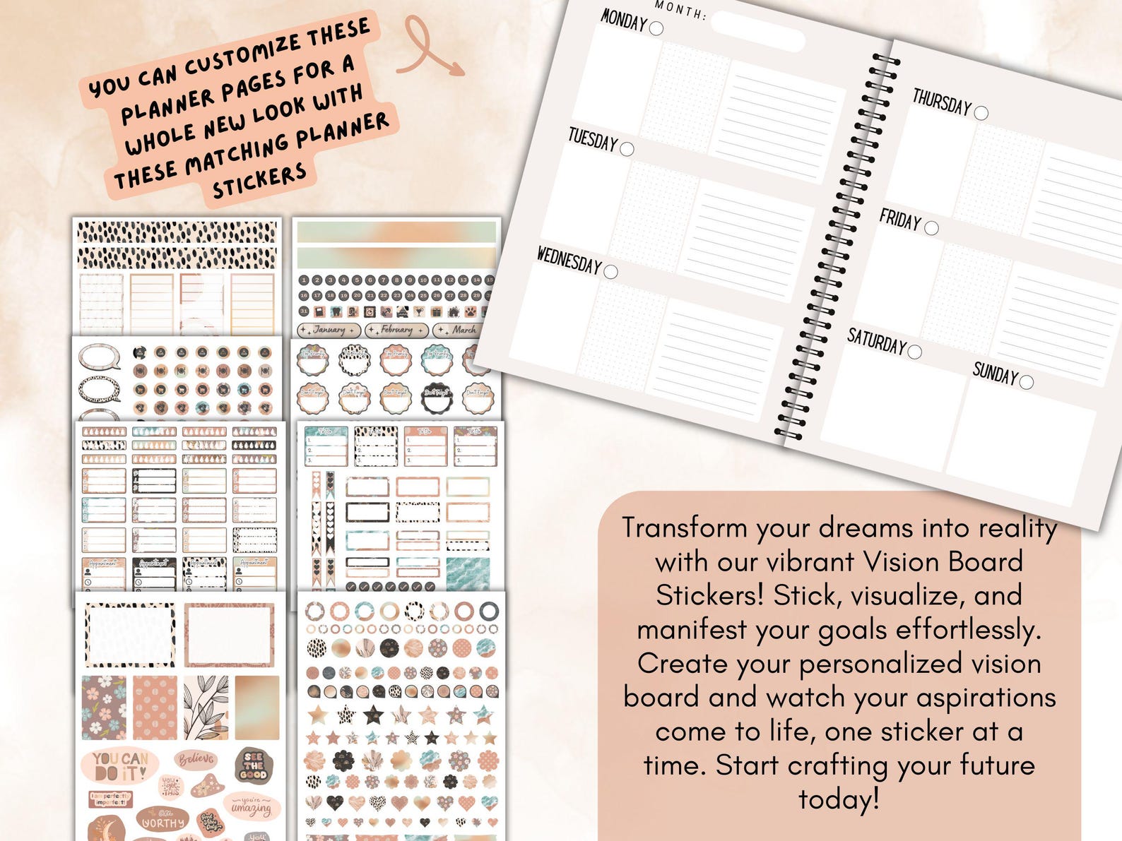 Vision Board Workbook, Vision Board Planner, Brain Dump, Digital ...