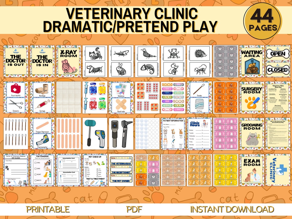 Printable Kids Vet Clinic, Dramatic Pretend Play (digital Download) - Etsy