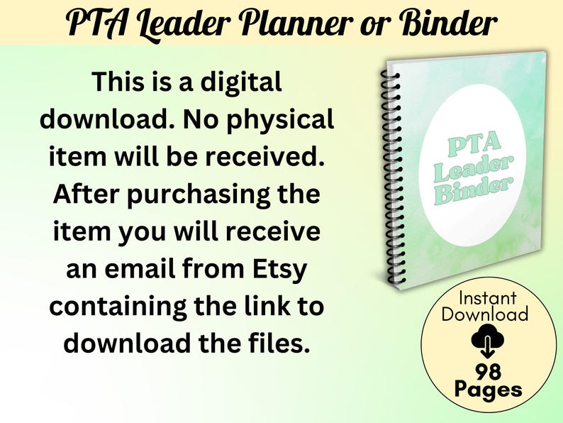 PTA Leader Binder, Pta Leader Planner, Printable PTA Calendar ...