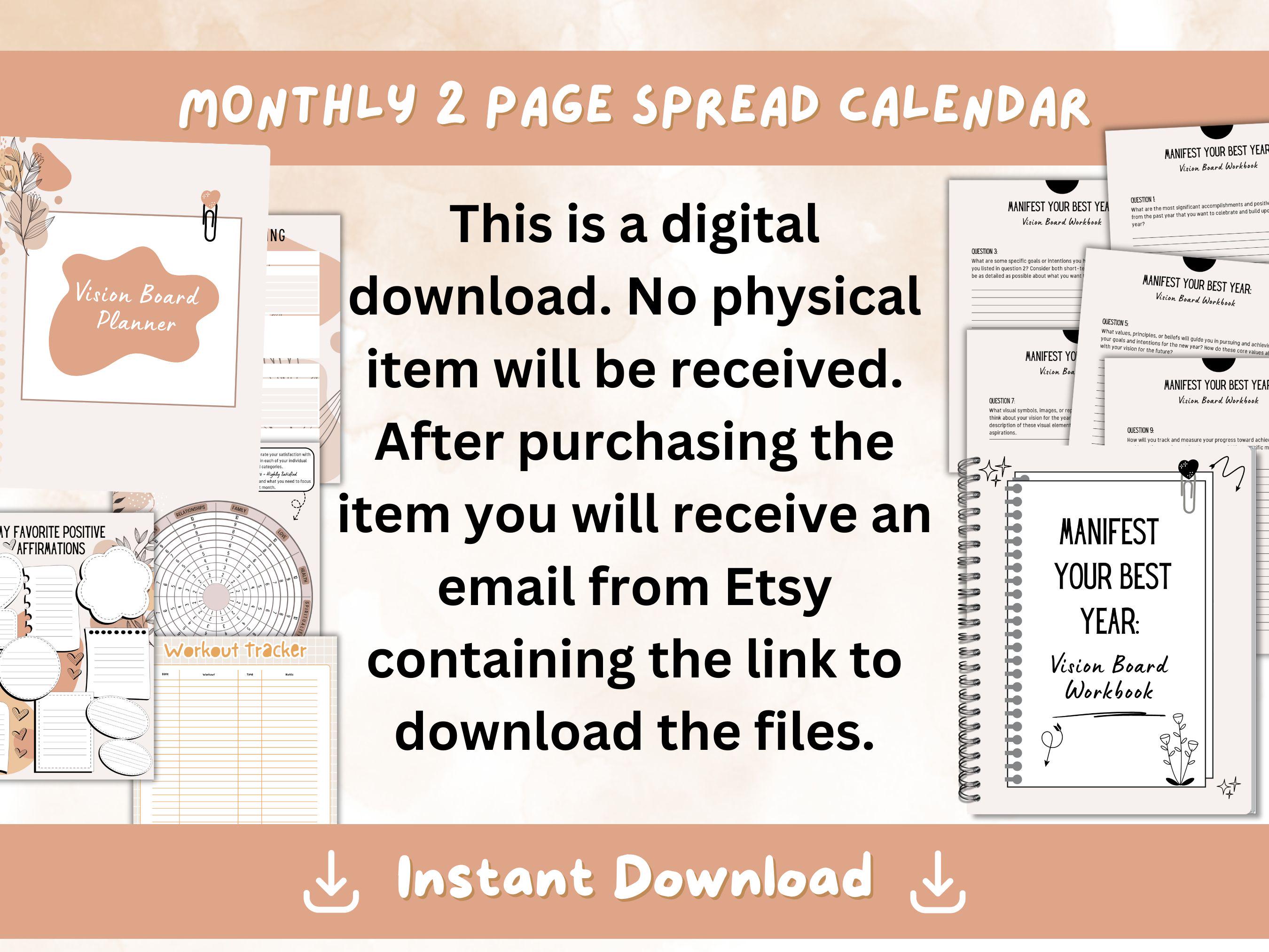 Vision Board Workbook, Vision Board Planner, Brain Dump, Digital ...