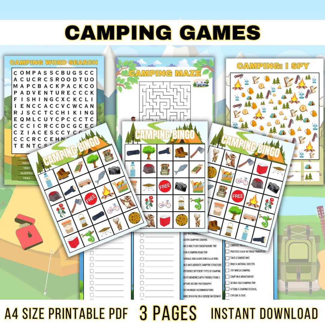 Kids Camping Activity Bundle, Camping Games, Camping Bingo, Camping ...