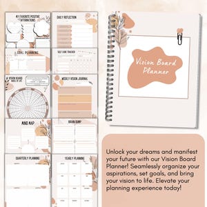 Vision Board Workbook, Vision Board Planner, Brain Dump, Digital ...