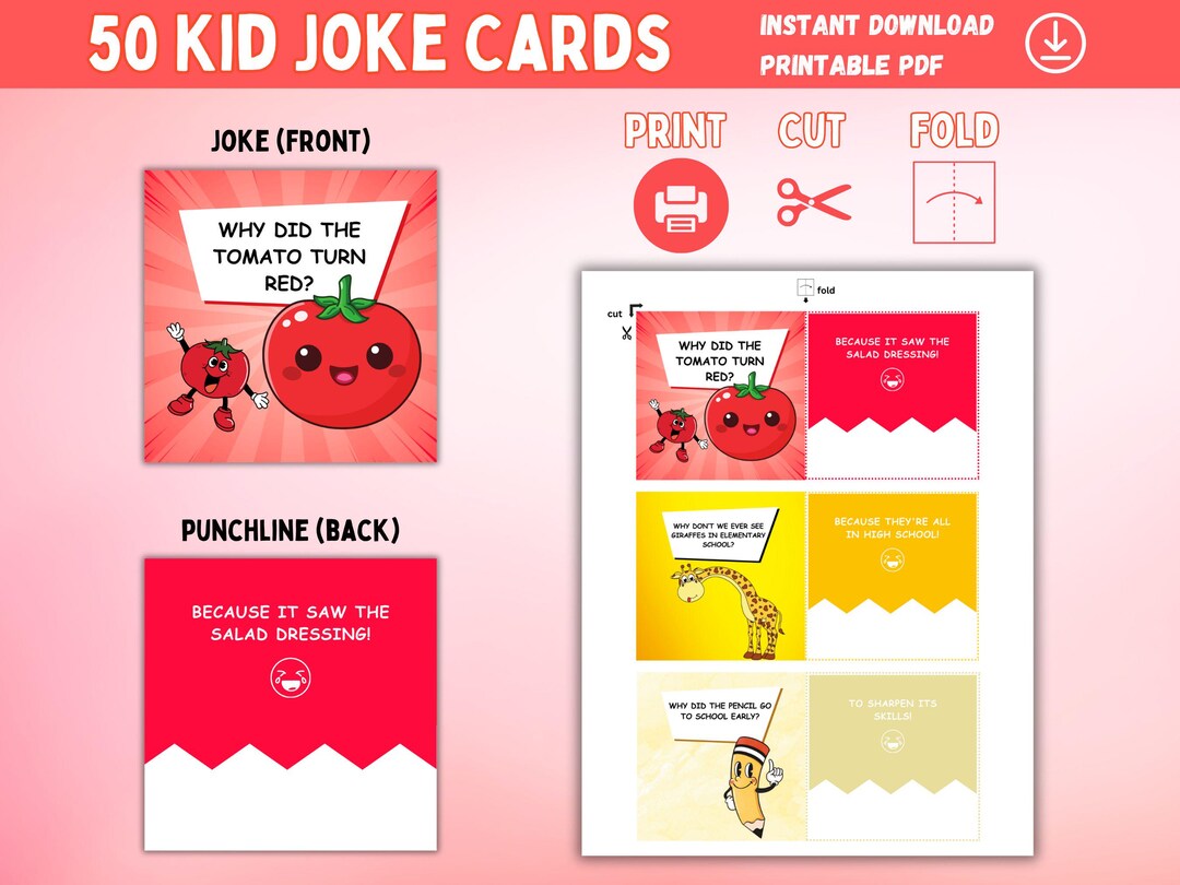 Lunch Notes, Back to School Lunch Notes, Kids Jokes, Printable Lunch ...