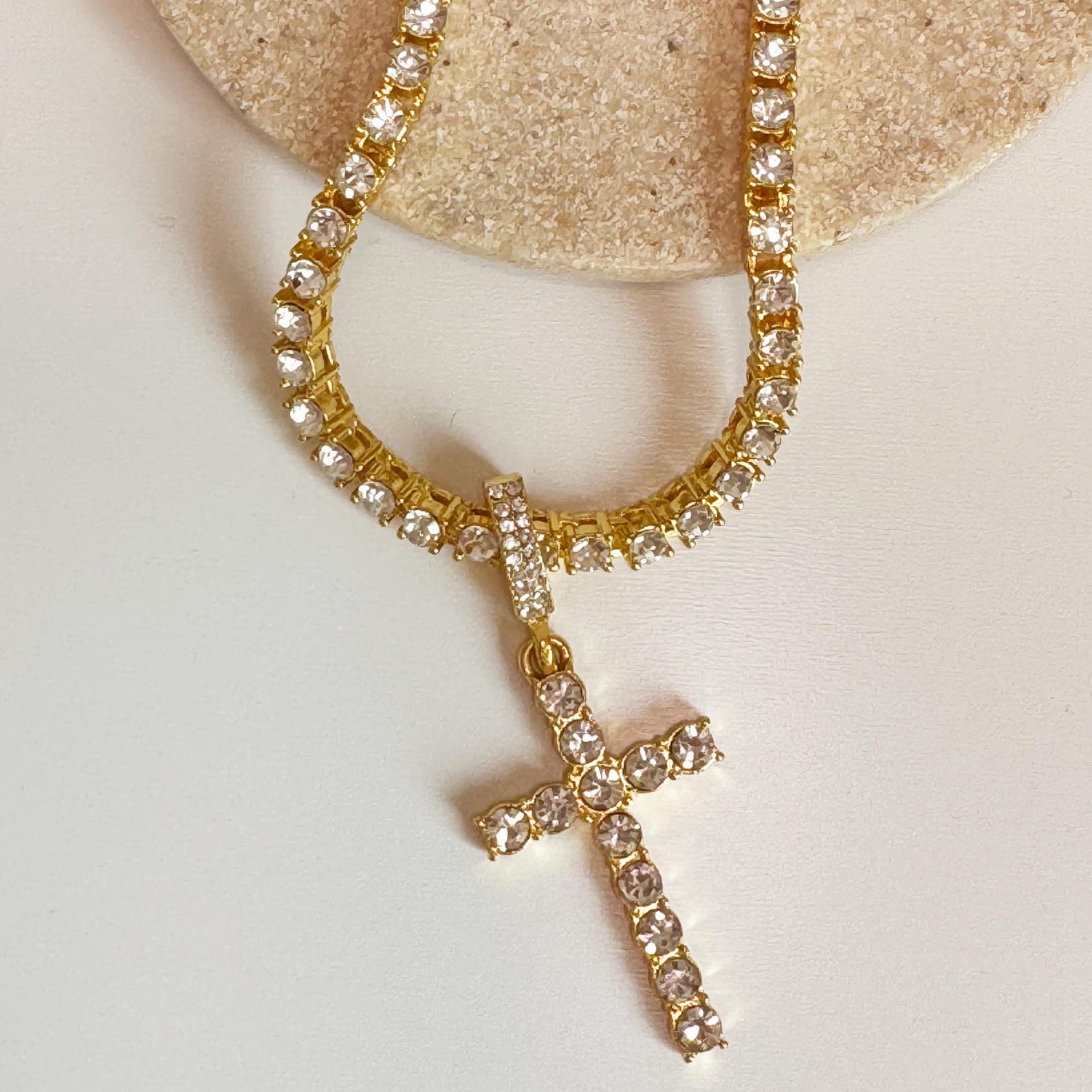 Tennis Link Chain Necklace,cross Necklace,925 Silver Iced Out Cross ...