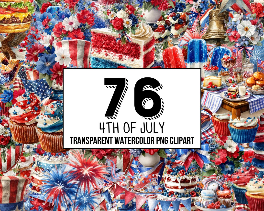 4th of July – Patriotic Watercolor Clipart Collection, 76 Pngs for ...