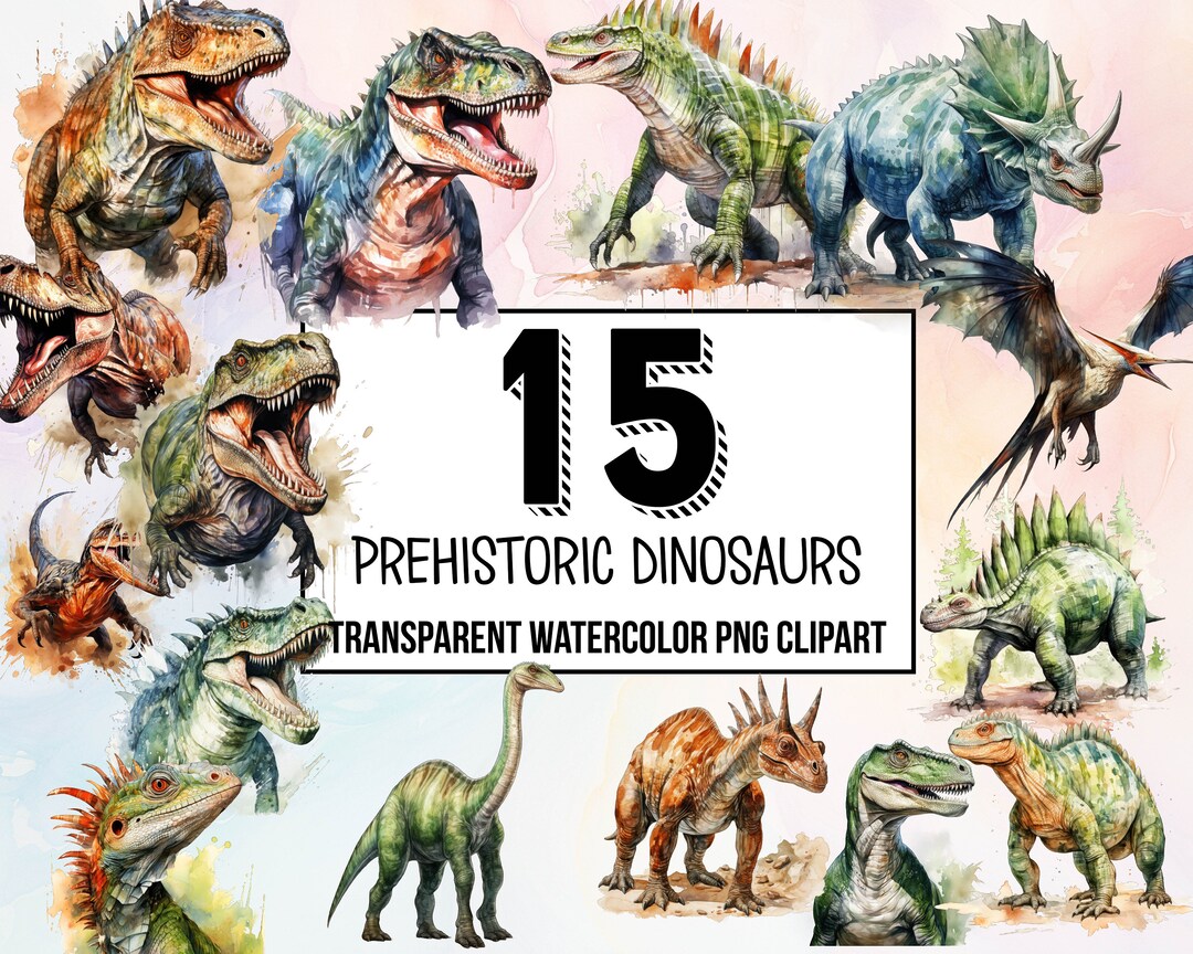 Prehistoric Dinosaurs Digital Clipart Pack - Illustrations,clipart Pack ...