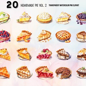 Homemade Pie Vol. 2 Digital Clipart Pack - Watercolor Dessert ...