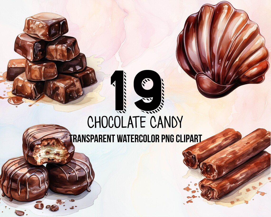 Chocolate Candy Watercolor Clipart Set - Watercolor Candy Clipart ...